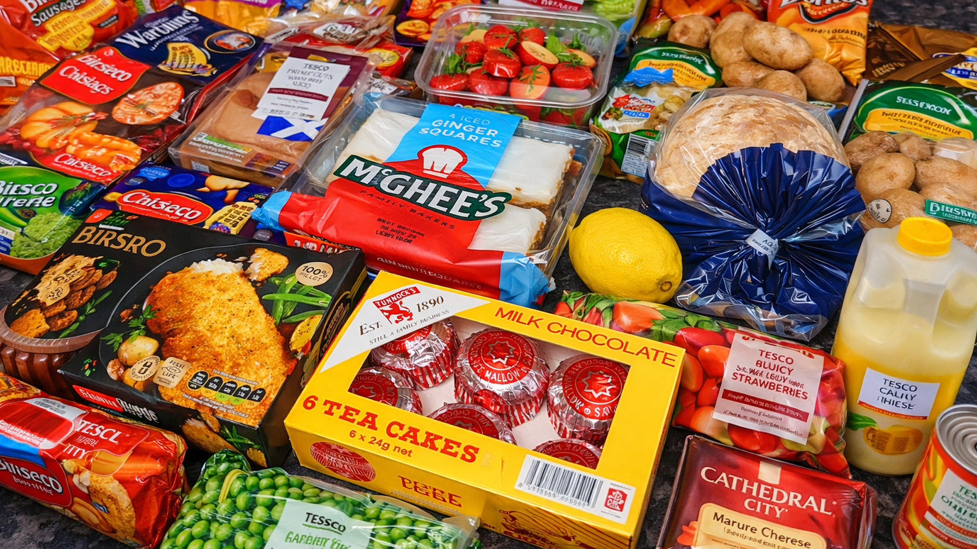 Family grocery shopping at a major UK supermarket