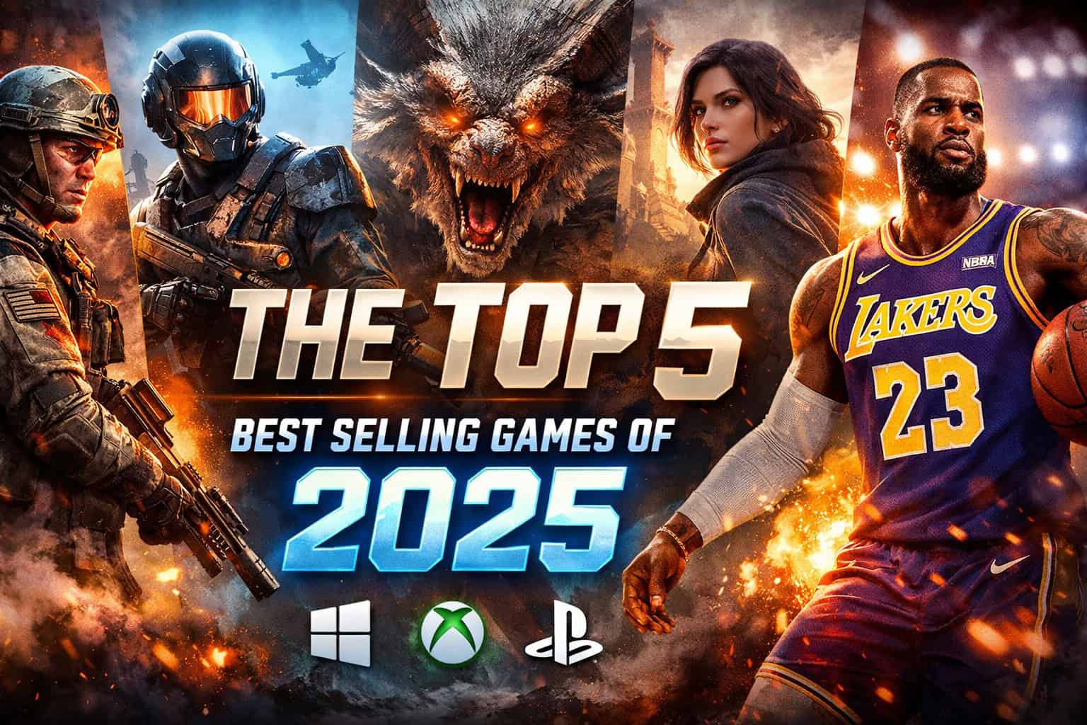 The top 5 best-selling games across PC, Xbox, and PlayStation