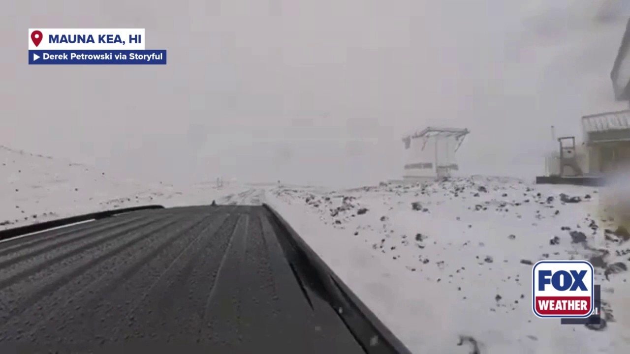 Watch: Kona low dumps inches of snow on Hawaii's Mauna Kea volcano