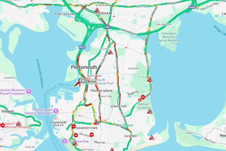 Delays building on routes into Portsmouth ahead of rush hour traffic as ...