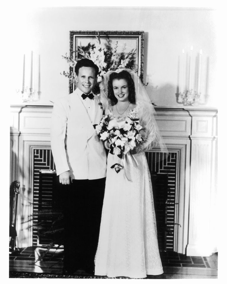 All about Marilyn Monroe’s 3 wedding looks, from her first gown to her ...