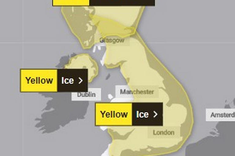14-and-a-half hour Met Office ice warning issued for UK as people ...