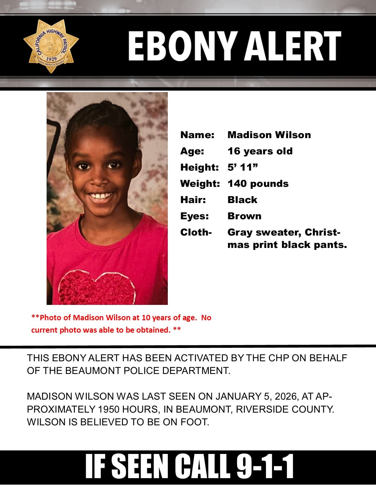 Missing girl sought across Pass area, Inland Empire: Have you seen Madison?