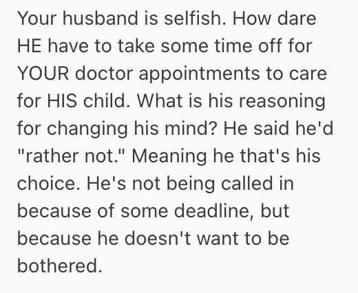 Wife was scheduled to attend medical appointments, but her husband ...