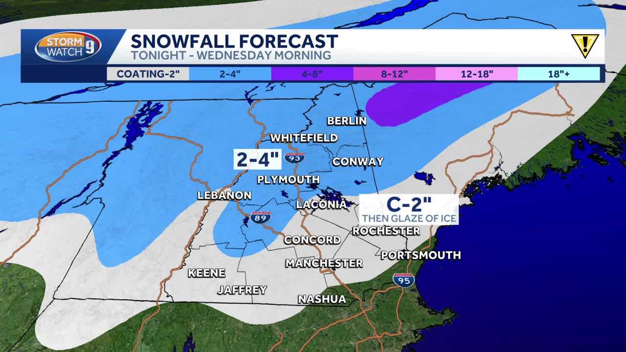 Snow, wintry mix could make New Hampshire roads slippery Tuesday night ...