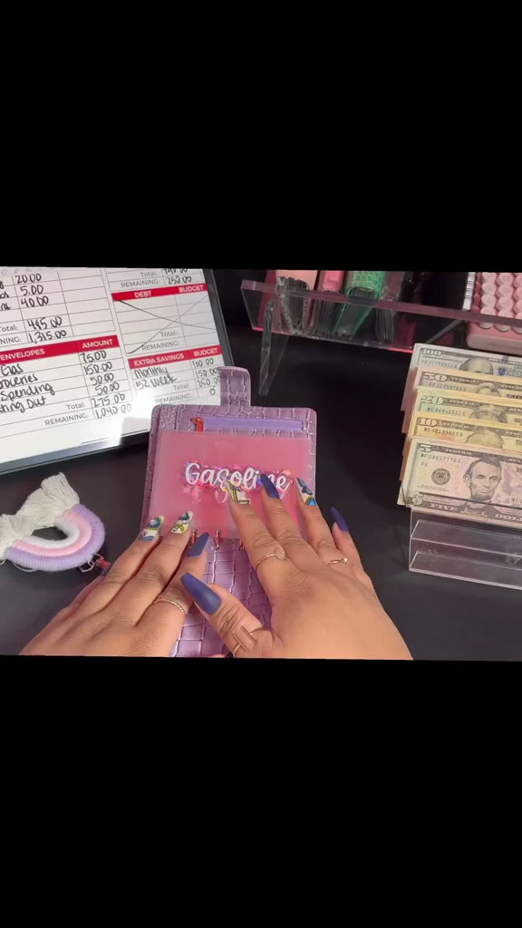 Weekly cash stuffing for gas, groceries, eating out, and giving