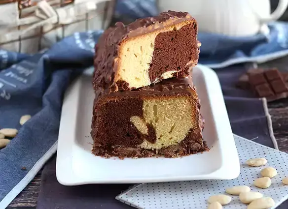 Marble cake with almond glaze