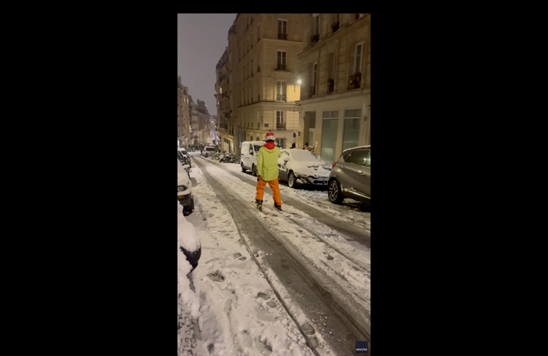 Watch: Streets of Paris transformed into downhill ski slope as snow ...