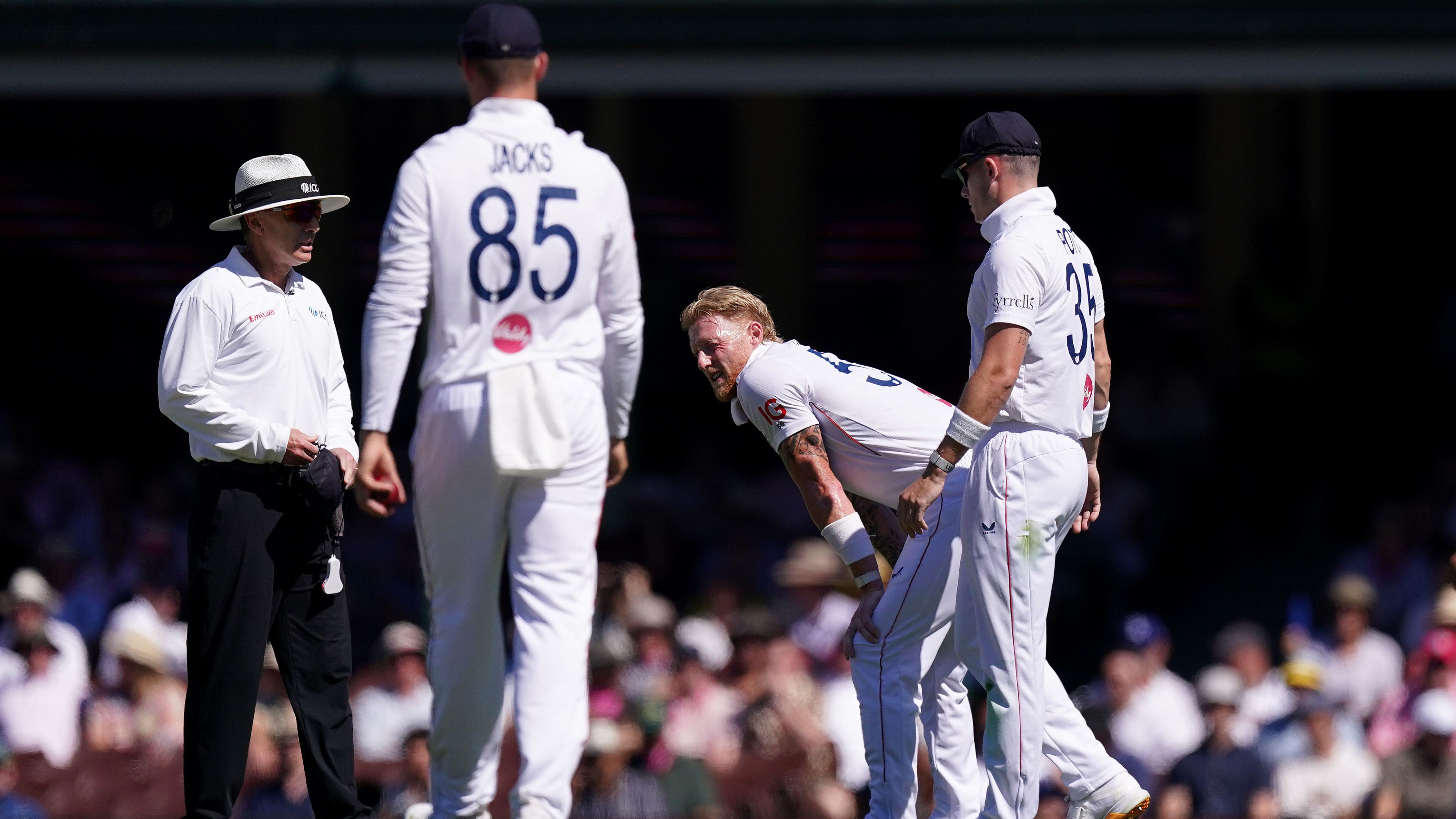 England captain Ben Stokes limps off with a groin injury