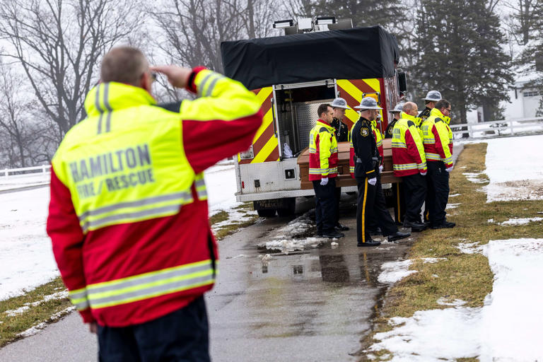Watch as funeral procession honors longtime West Michigan fire chief