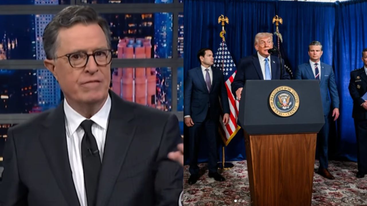 Stephen Colbert mocks Donald Trump while explaining the situation in ...