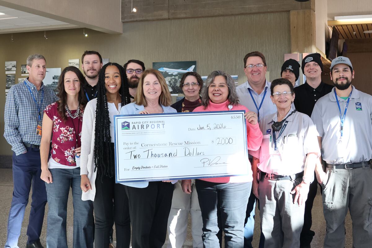 Rapid City Regional Airport donates $2,000 to Cornerstone Rescue Mission