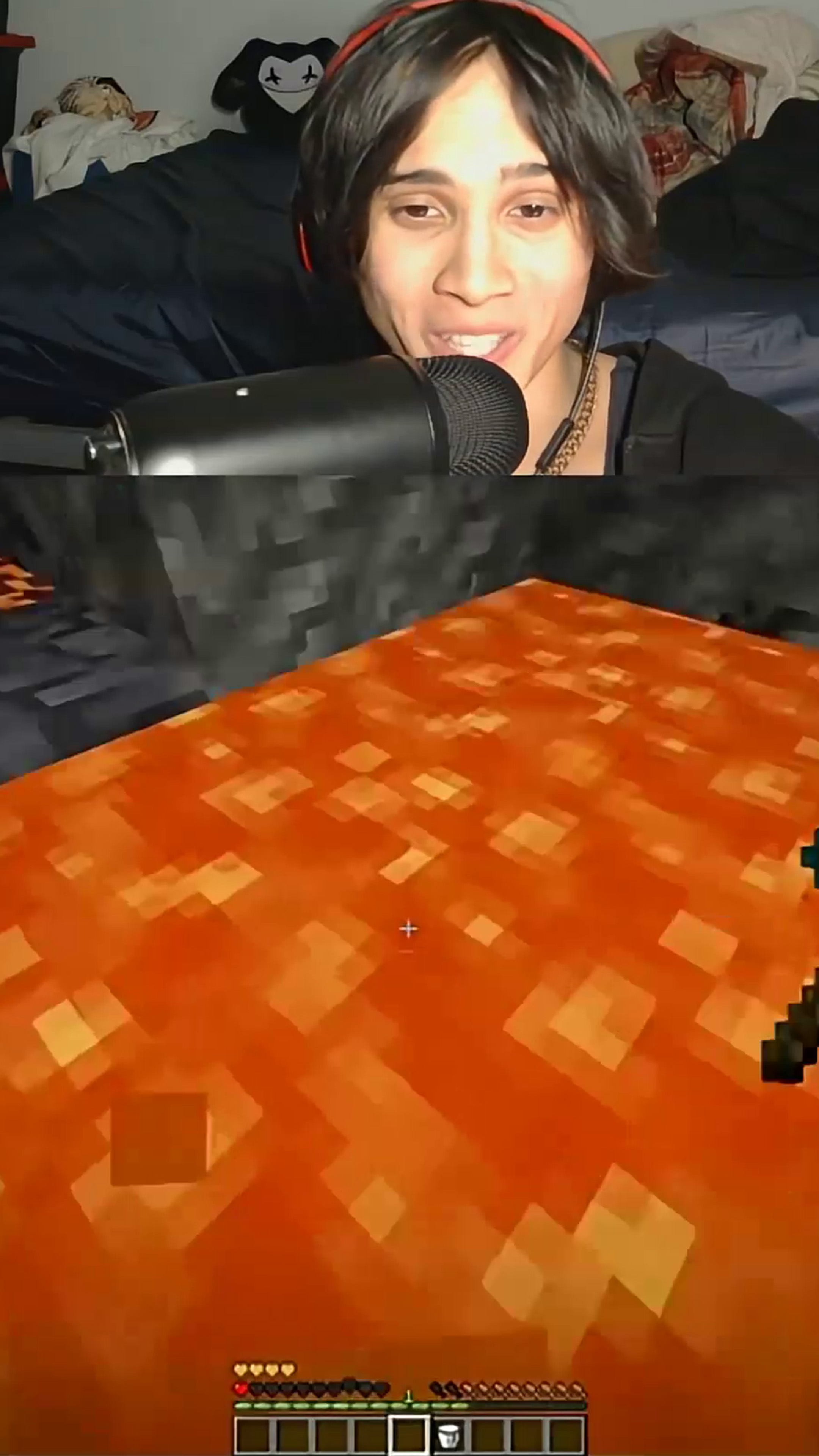 Falling to get diamond in Minecraft