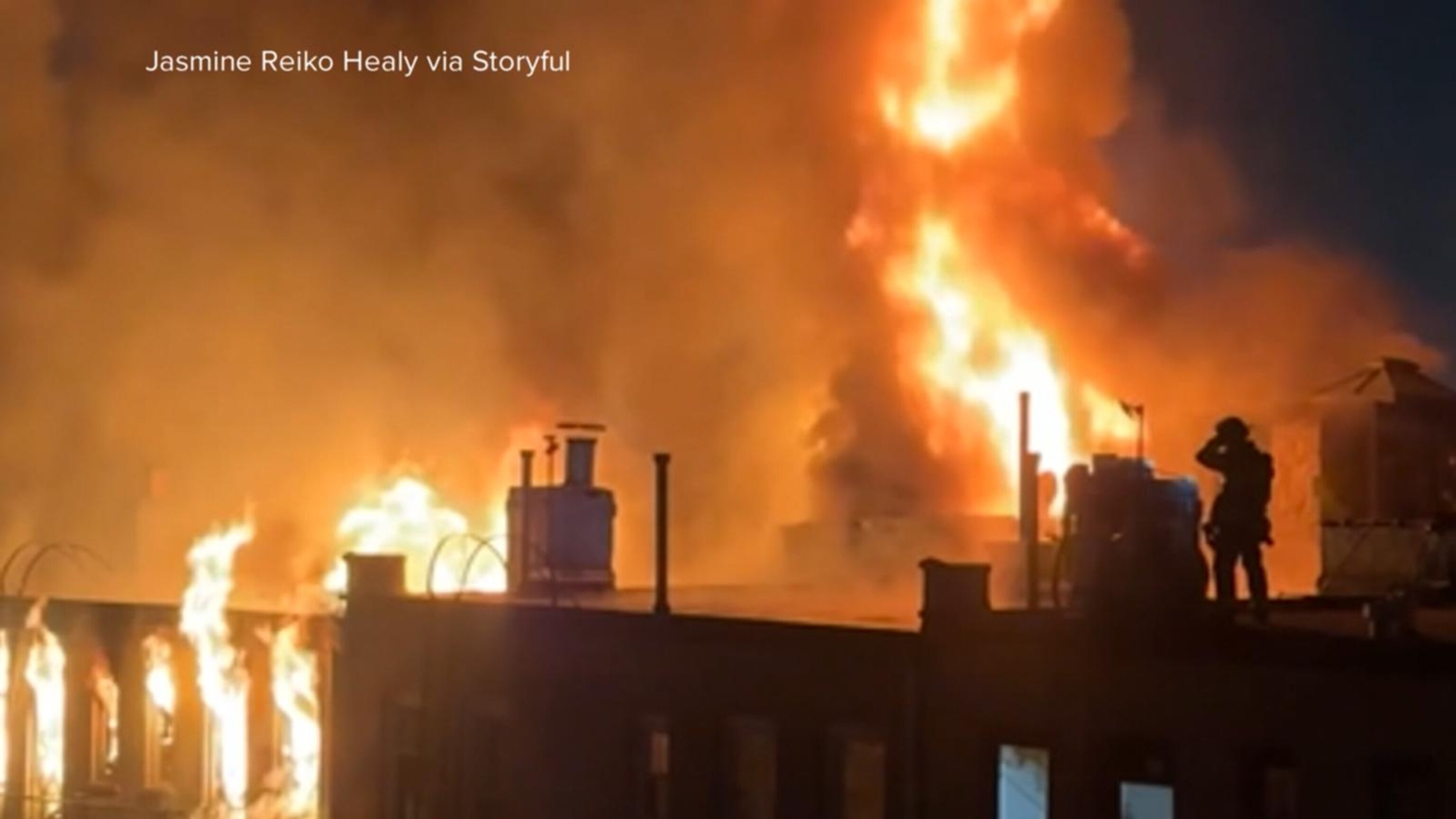 Massive fire tears through 4 buildings in New York City