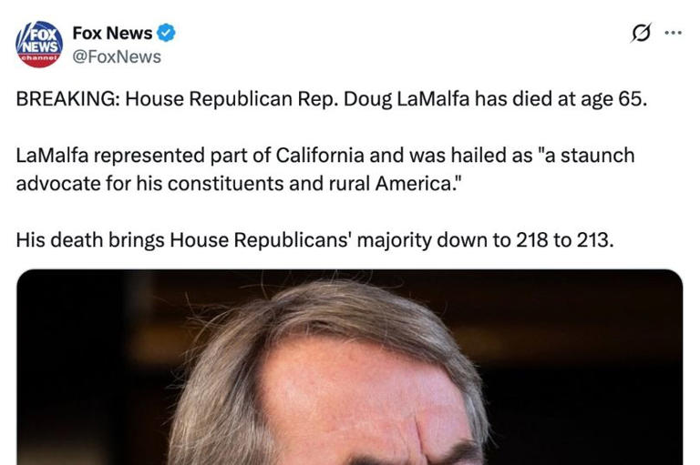 Fox News viewers slam 'gross' Doug LaMalfa death announcement for ...