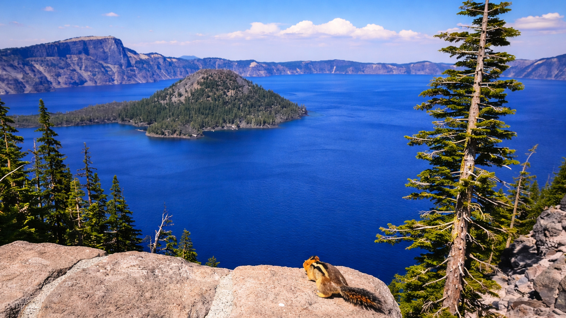 Crater Lake National Park Oregon deep blue lake views (4K)