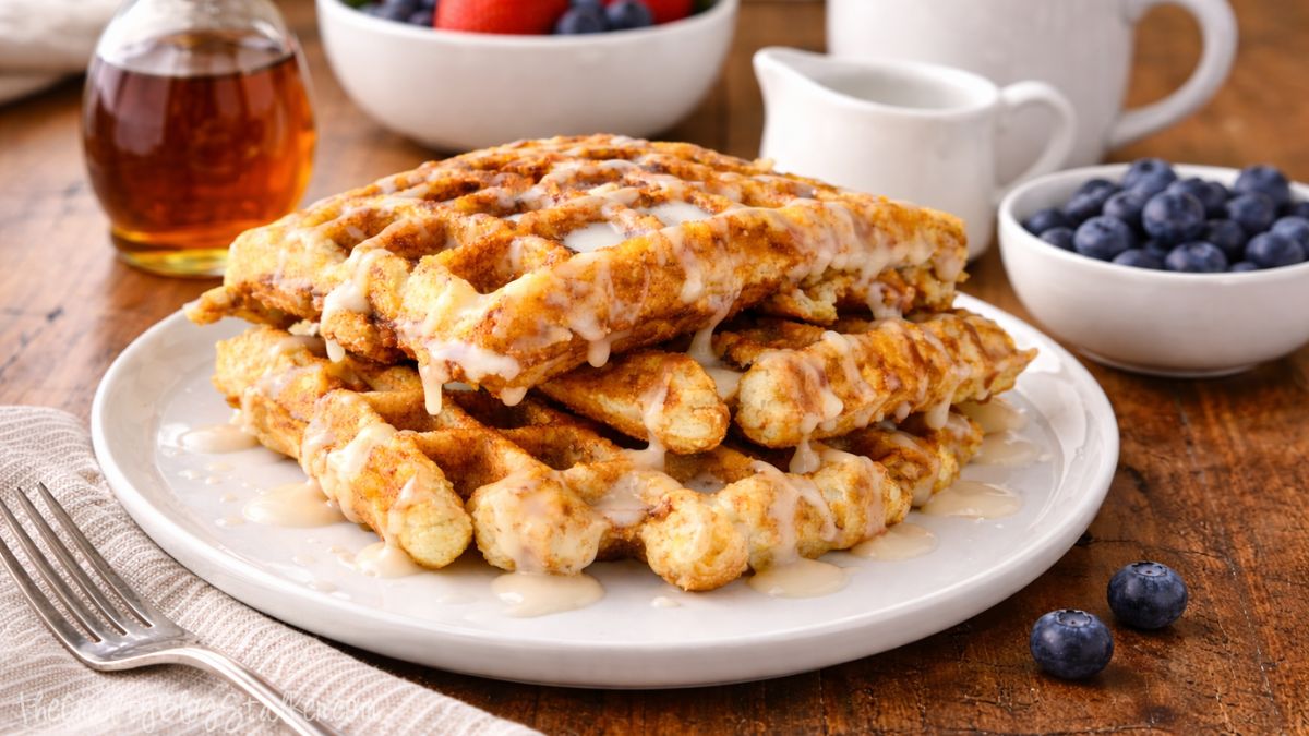 Easy cinnamon waffles using cinnamon swirl cake mix