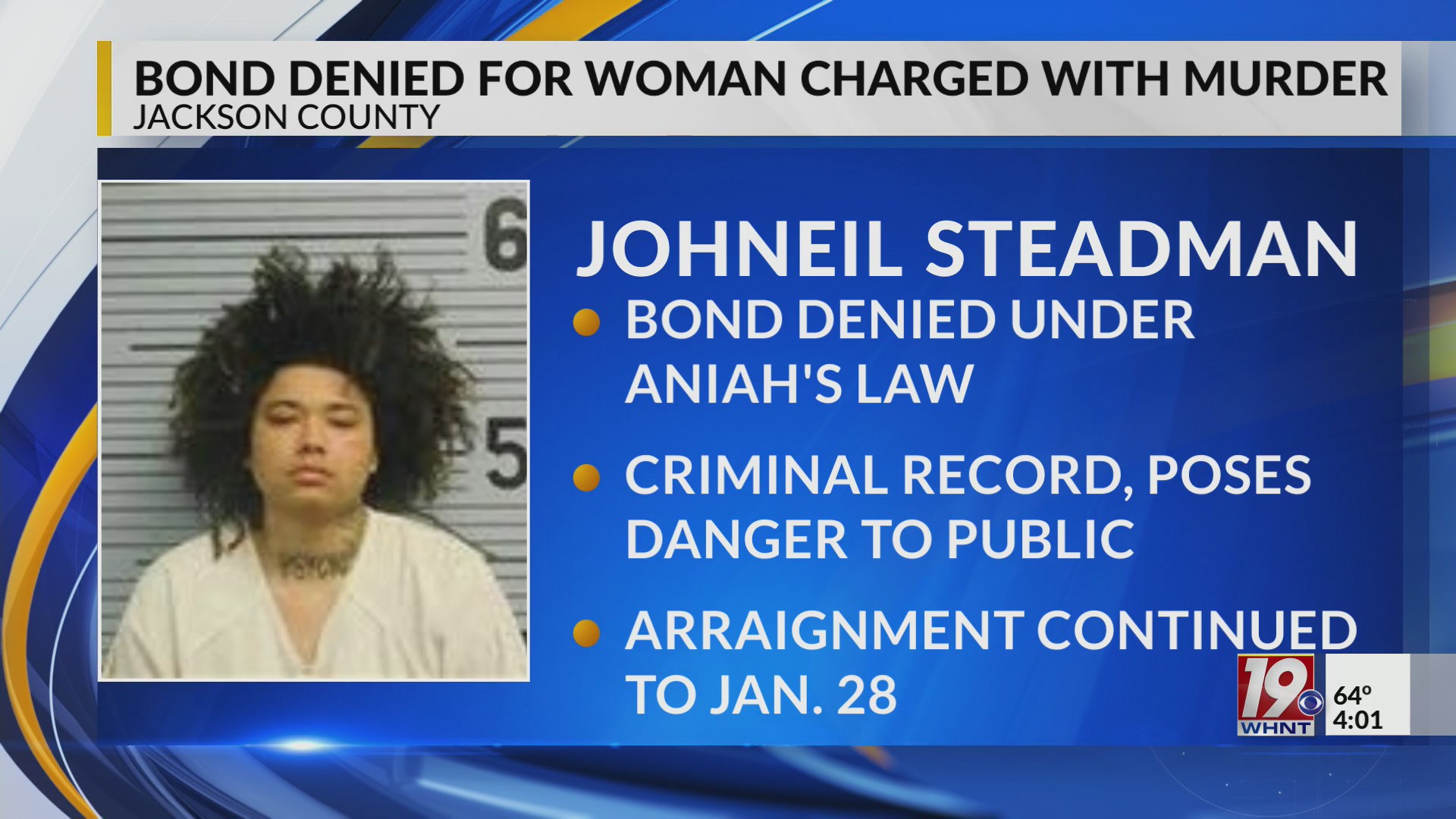 Bond denied for woman charged with murder | Jan. 6, 2026 | News 19 at 4 ...