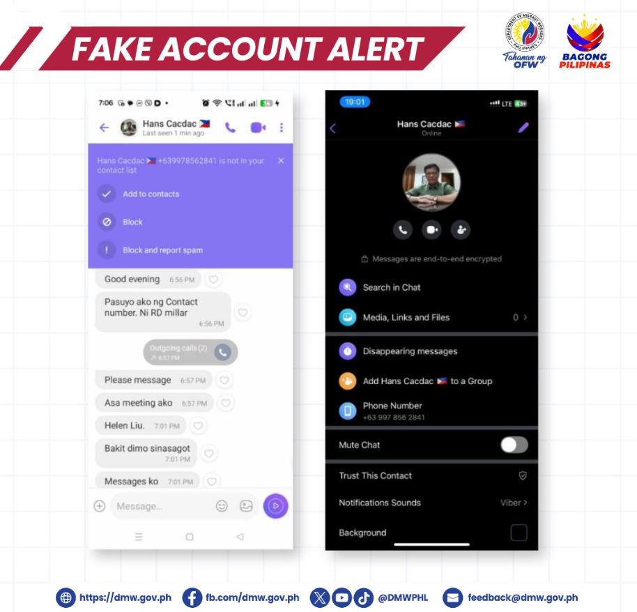 DMW warns VS fake accounts posing as its secretary