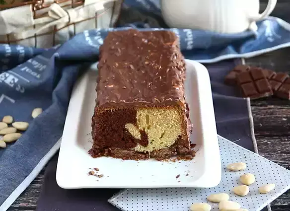 Marble cake with almond glaze