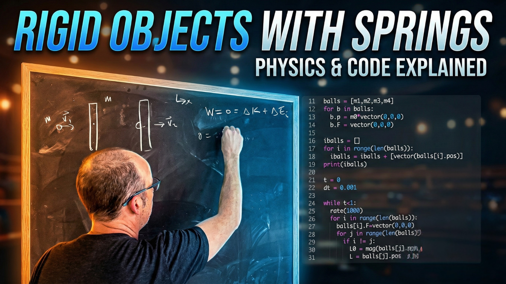 Python physics simulation: Modeling rigid objects with springs