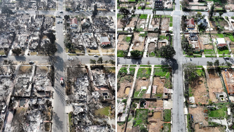 Then-and-now images show the Palisades and Altadena 1 year after wildfires