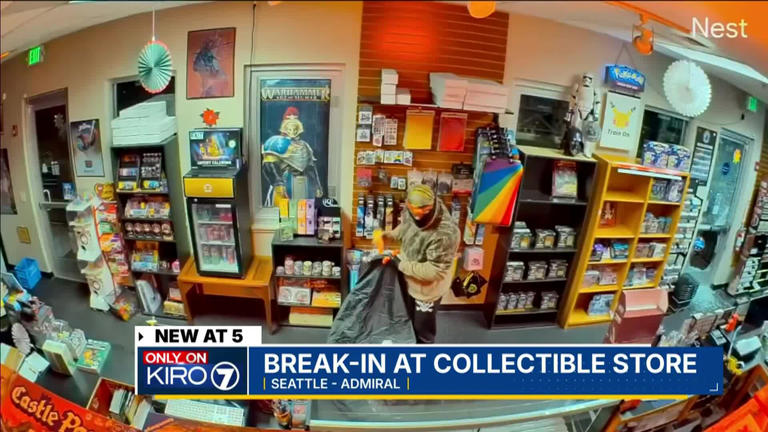 Merchandise destroyed and stolen in West Seattle game store burglary