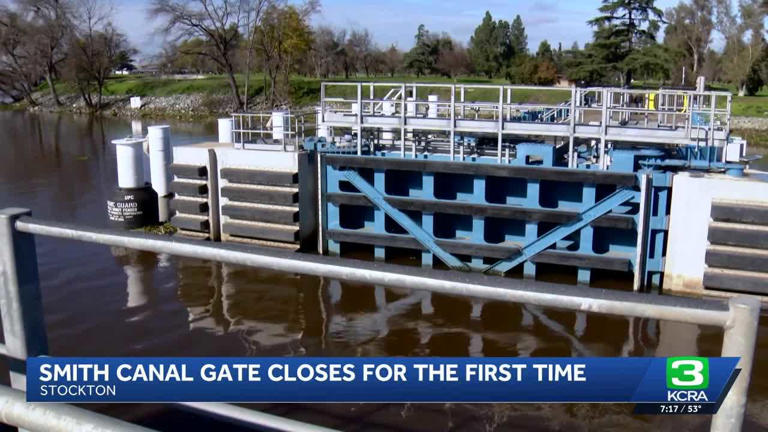 Smith Canal Gate closes for first time to prevent Stockton flooding