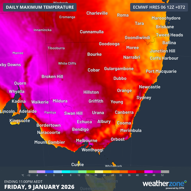 How hot each Australian state will get during this week's heatwave