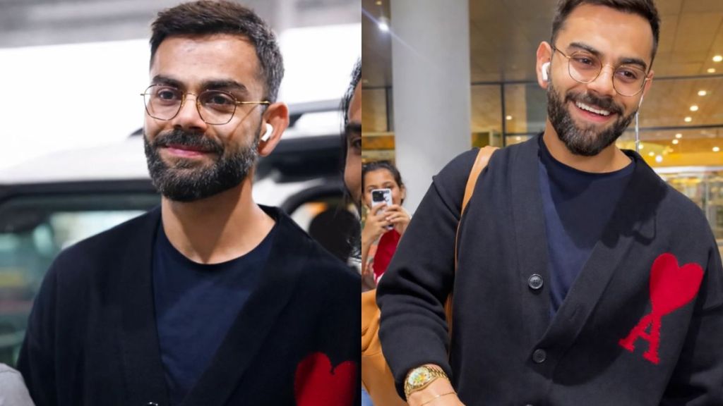 Virat Kohli’s airport cardigan sparks fan speculation about Anushka Sharma