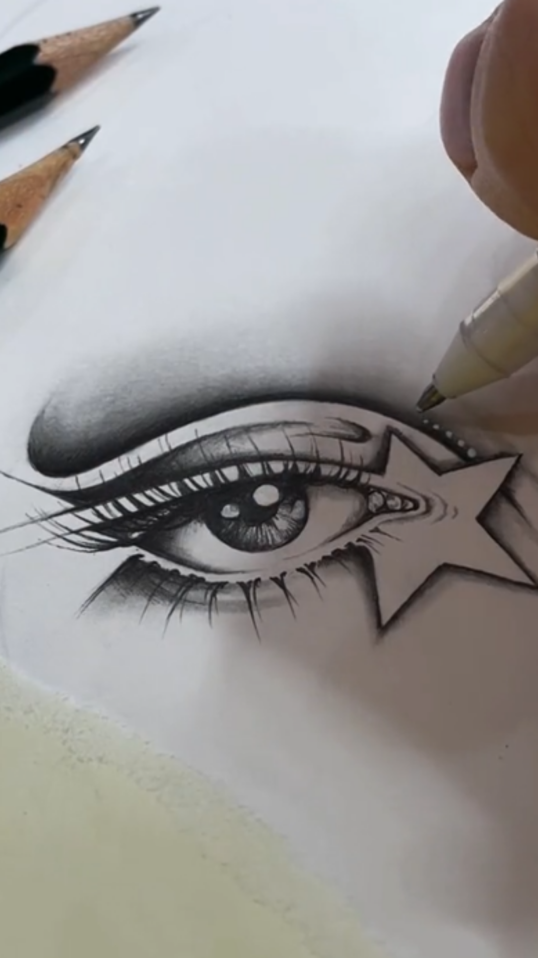 Creating a lil starry eye sketch step by step pencil art