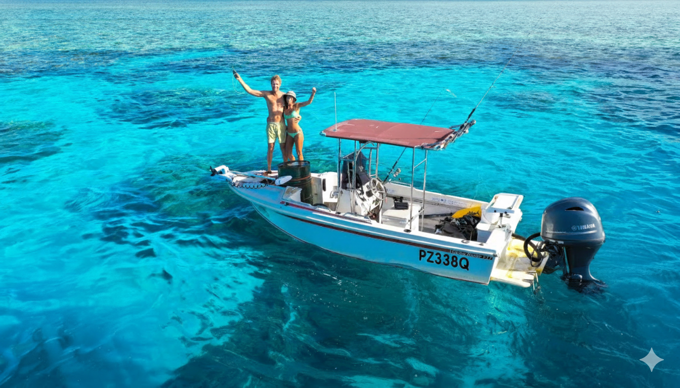 Stranded on the reef edge with sharks between us and the boat