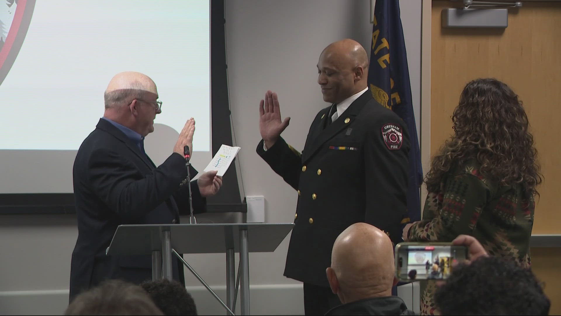 Historic swearing-in: Gresham names first Black fire chief