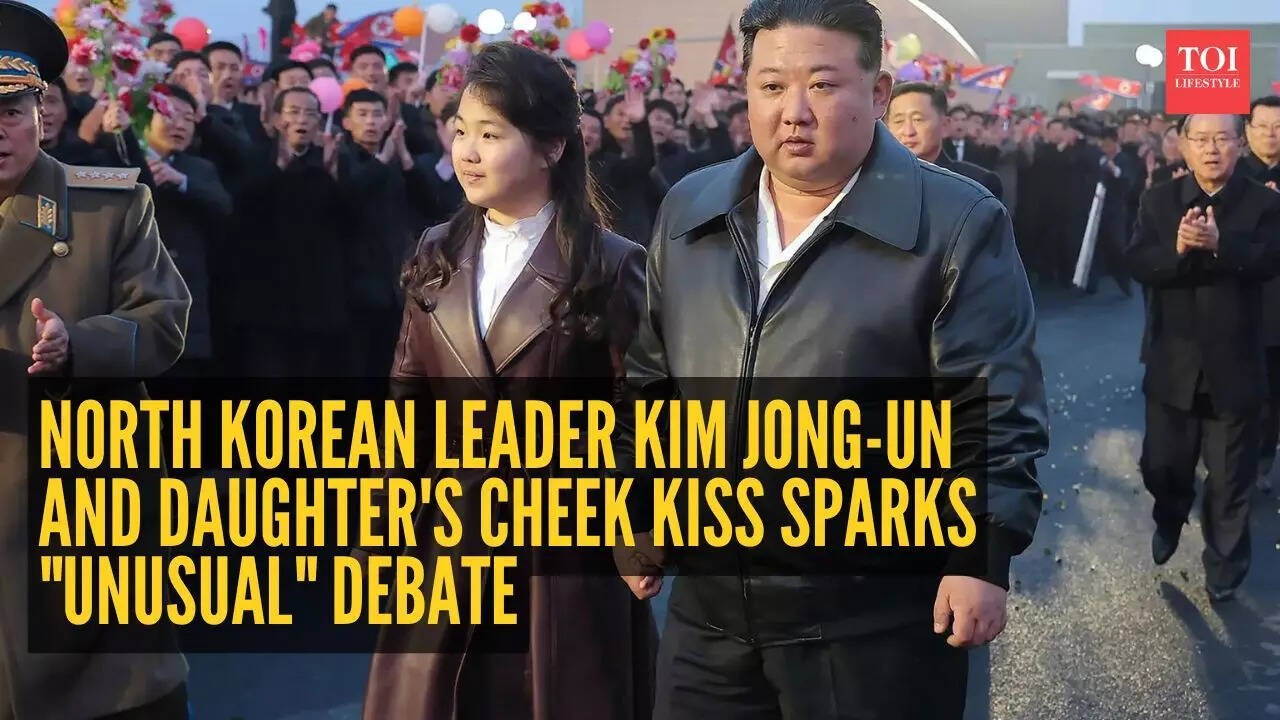 North Korean leader Kim Jong-un and daughter's cheek kiss sparks ...
