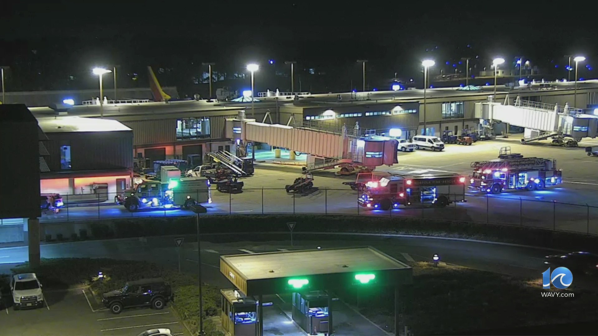 Official: 1 hurt after baggage tug flips on side at ORF