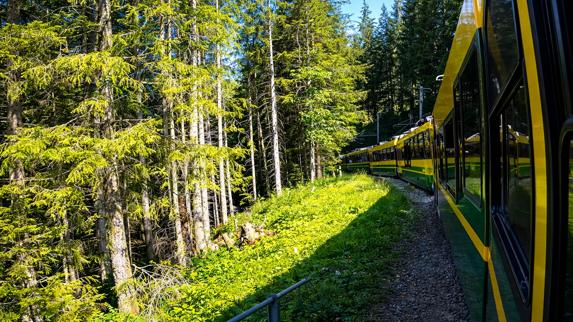 Switzerland scenic train journey past Eiger Mönch Jungfrau (4K)