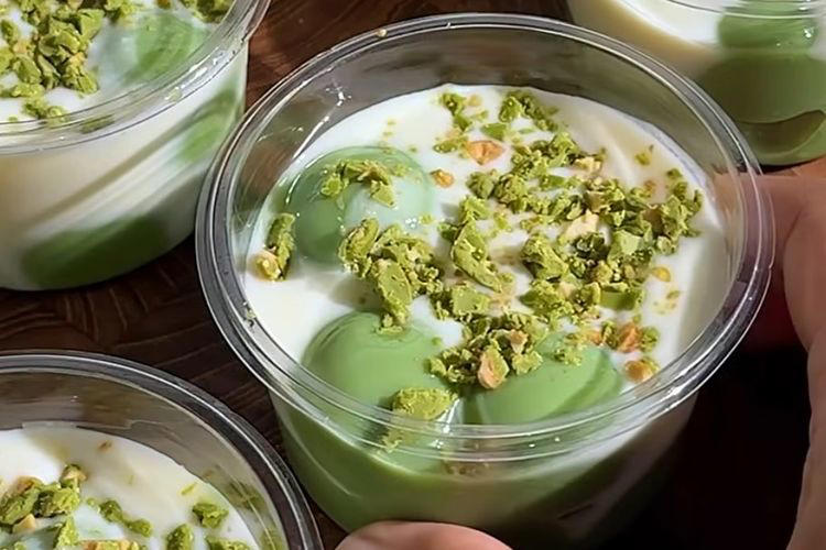 Resep matcha ball pudding vla keju lumer, camilan favorit matcha lovers