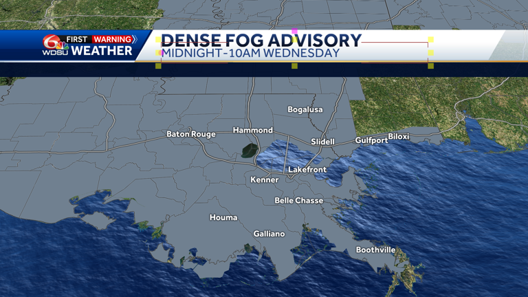 Dense fog advisory in effect until 10am Wednesday