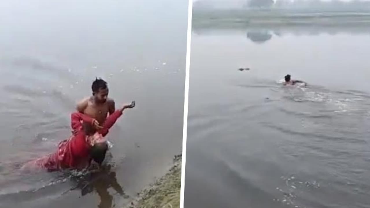 Heroic rescue: Youth dives into Yamuna River to save elderly woman in ...