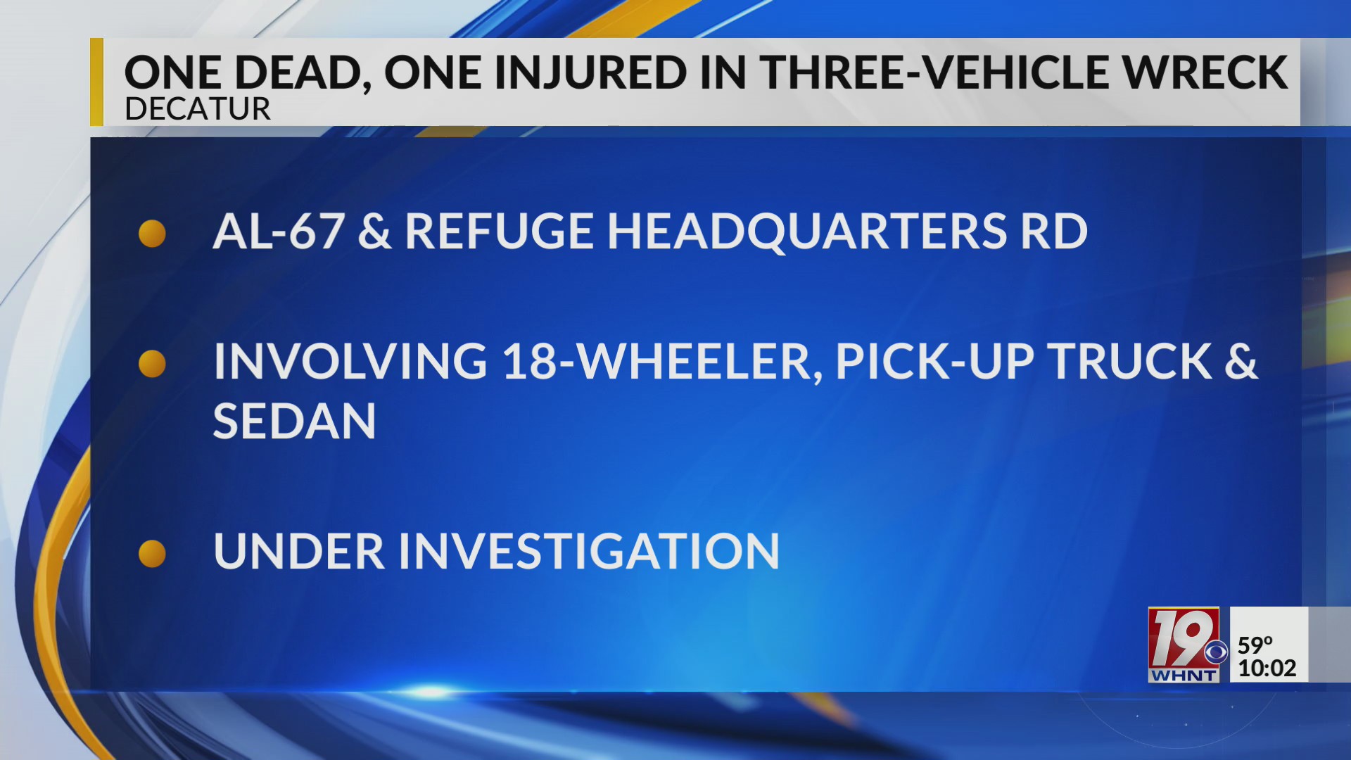 One dead, one injured after wreck on AL Highway 67 near Decatur | Jan ...
