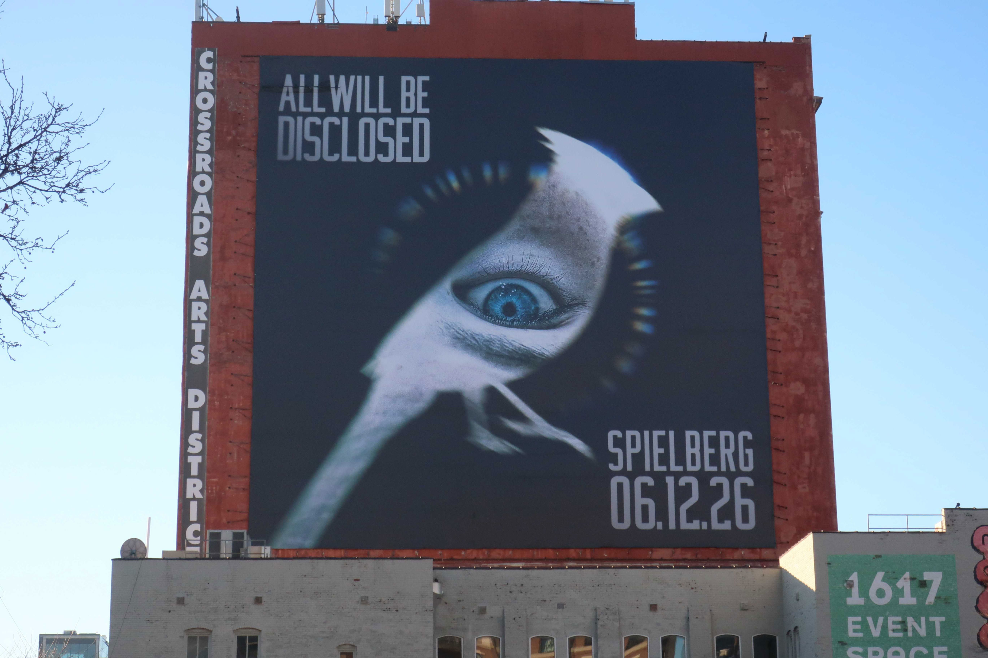 Steven Spielberg's Disclosure Day gets a massive mural advertisement in ...