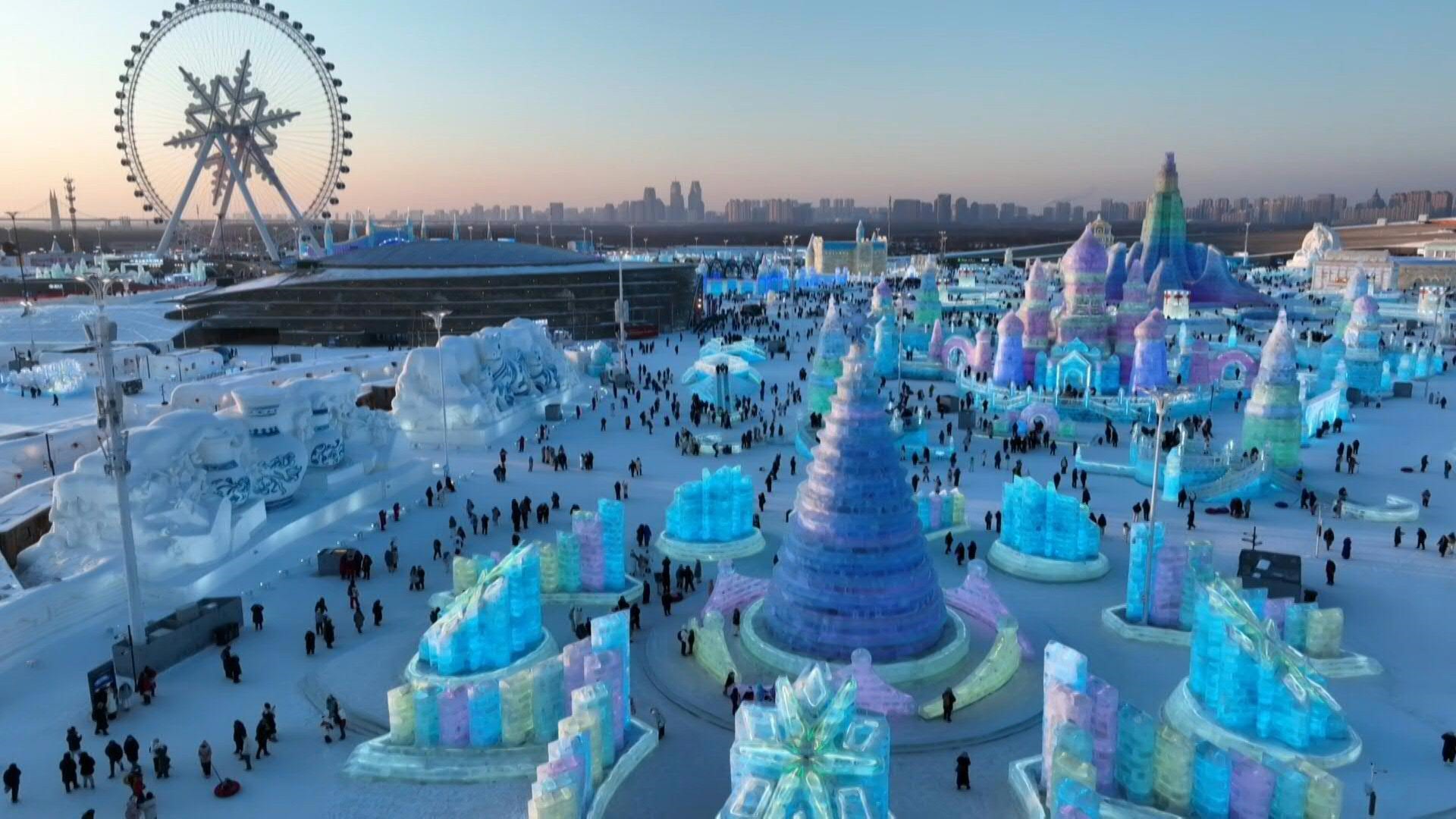 Ice slides, fireworks at annual snow festival in China