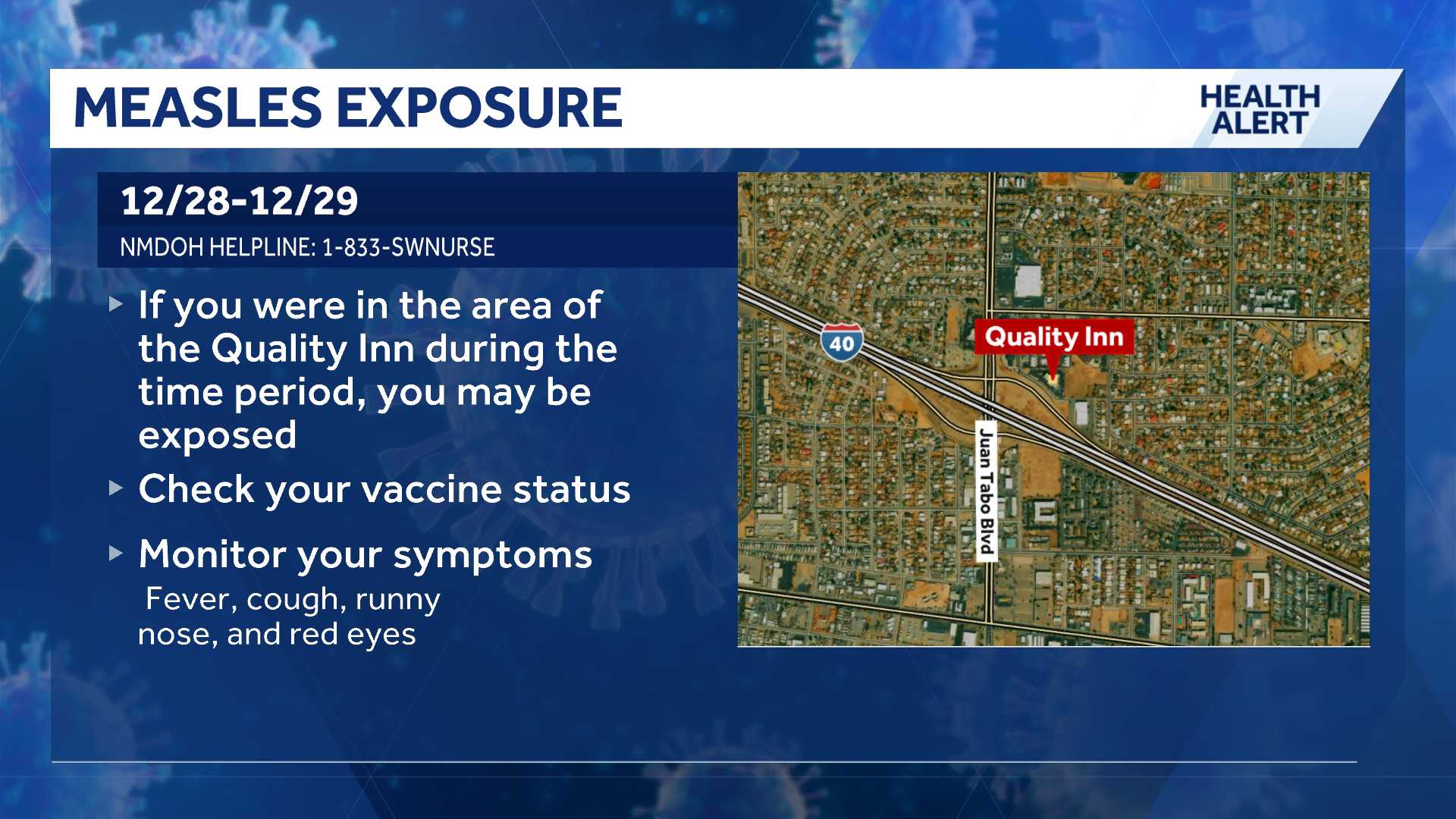 Possible measles exposure reported in Albuquerque