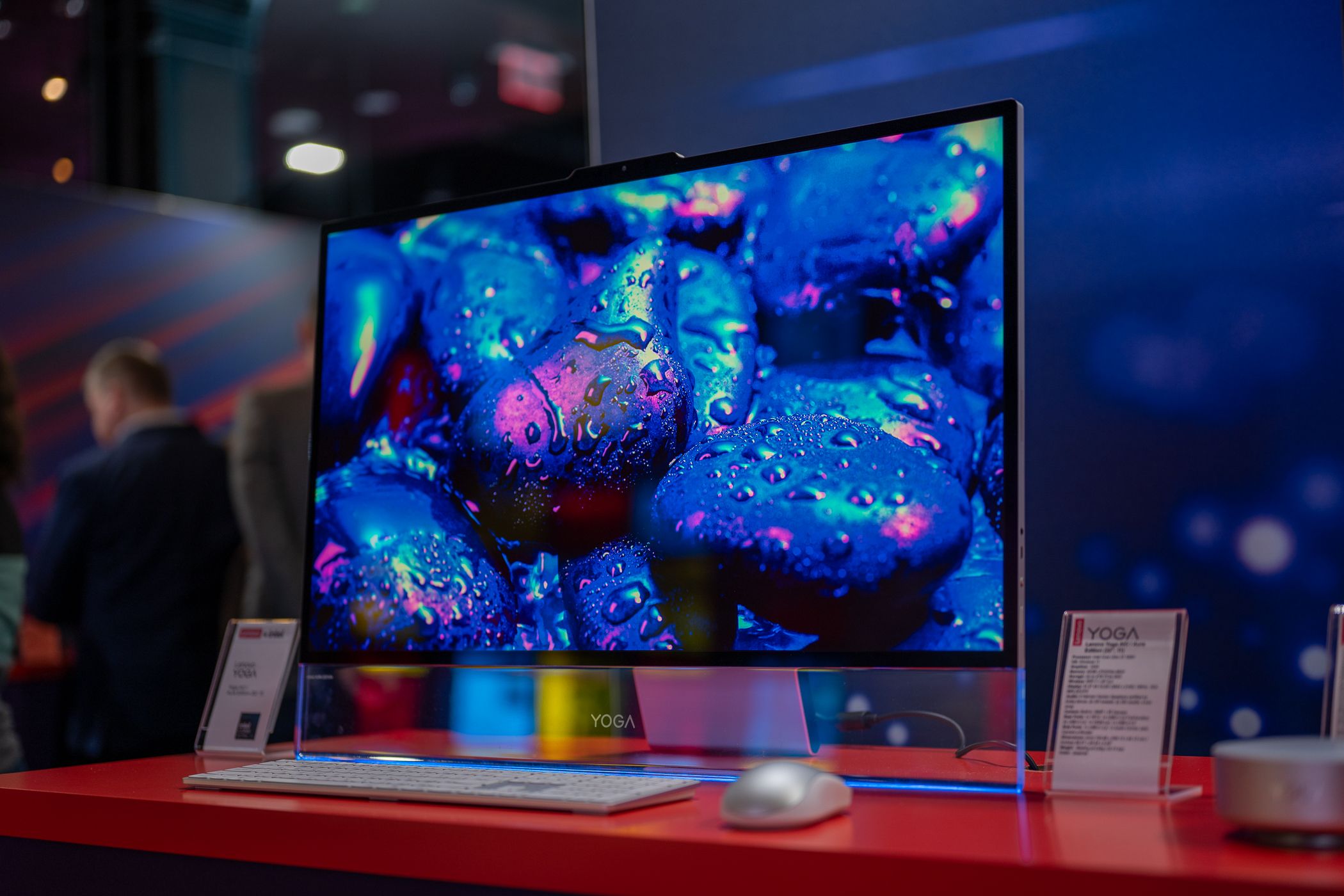This Lenovo all-in-one PC desktop has ambient lighting and a 32-inch OLED