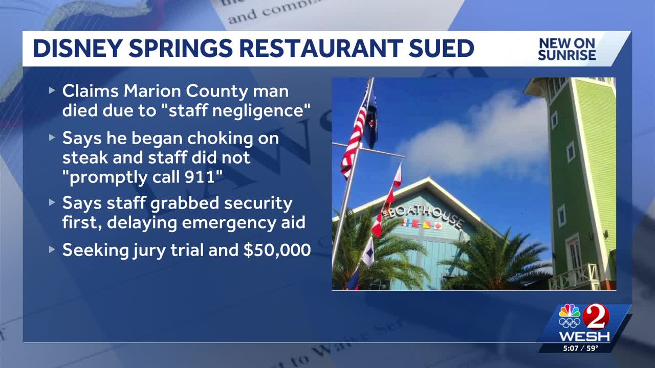 Disney Springs restaurant sued in deadly choking incident