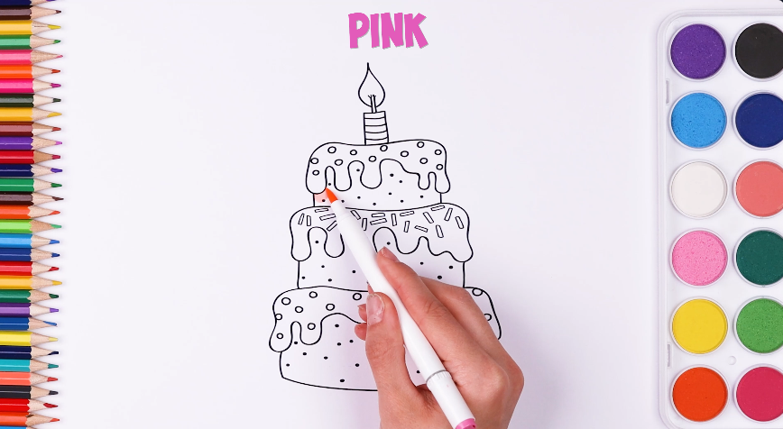 Fun Birthday Cake coloring in