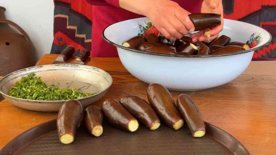 Traditional Azerbaijani village meal with vegetables and mutton