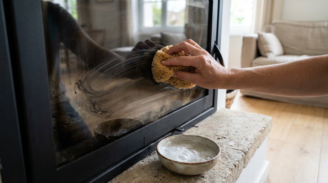 Vitre de cheminée noircie : cette astuce du placard la rend impeccable ...