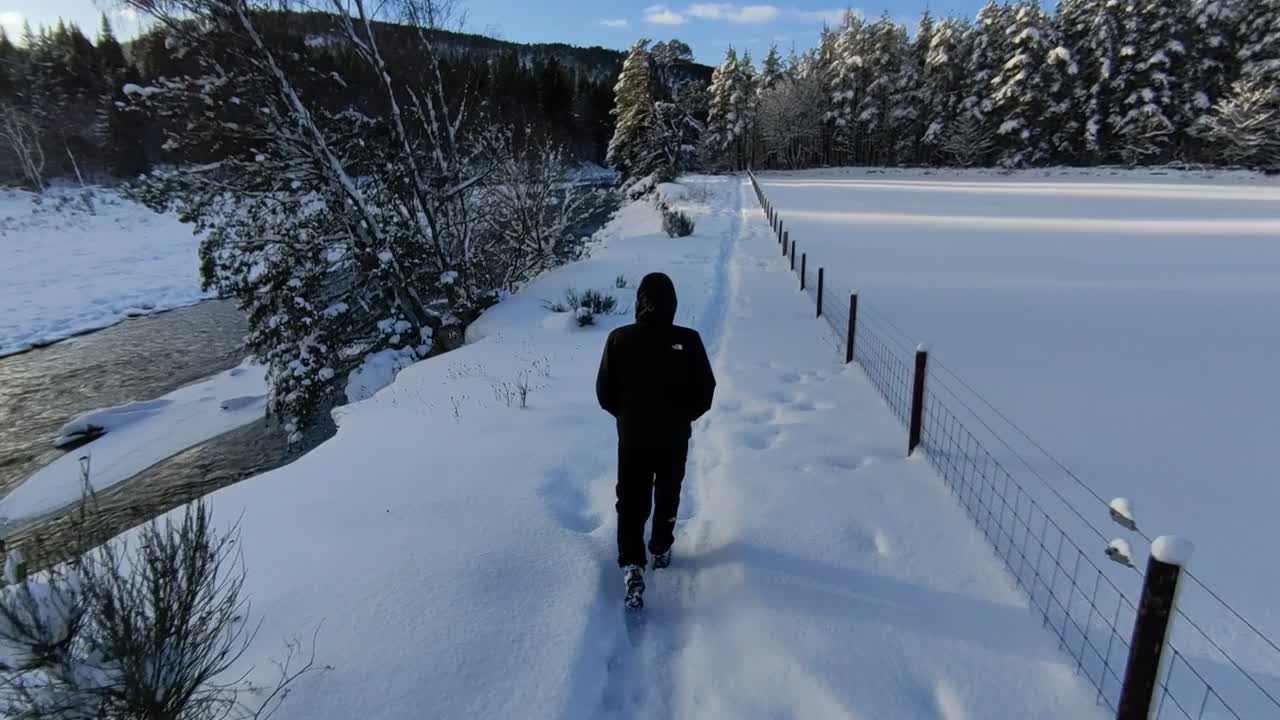 POV: Walking through snow-covered Scottish Highlands as Storm Goretti ...