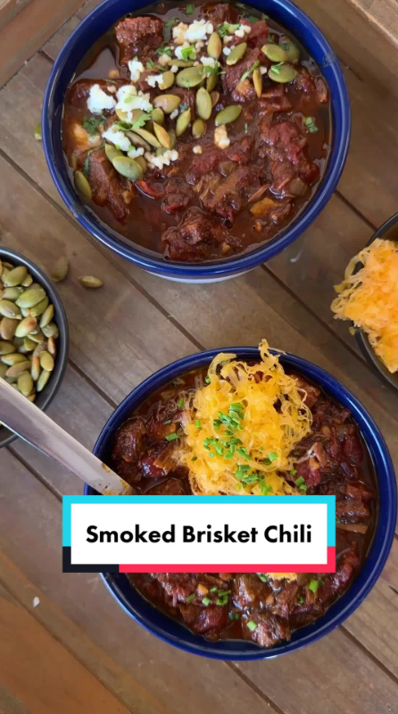 Smoked brisket chili without beans perfect game day food